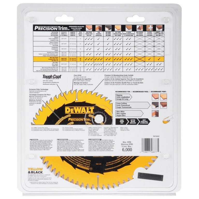 Disco Sierra Circular 10" DEWALT 80 Dientes MELAMINA / DEWALT ...