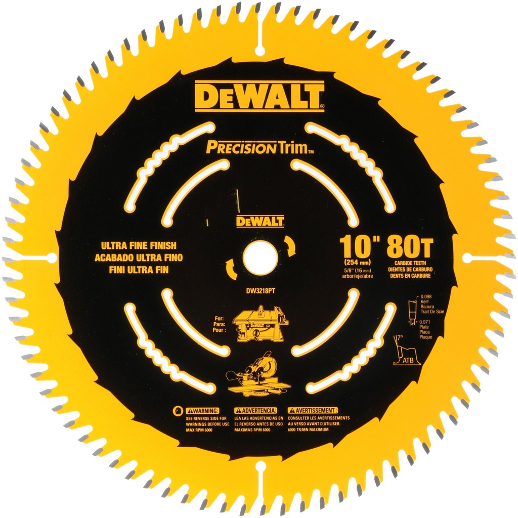 Disco Sierra Circular 10" DEWALT 80 Dientes MELAMINA / DEWALT ...