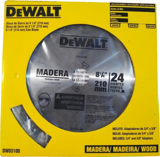 Disco Sierra Circular 8 1/4" 24D / DEWALT-Tabla-1 | CONSTRUHERRAMIENTAS