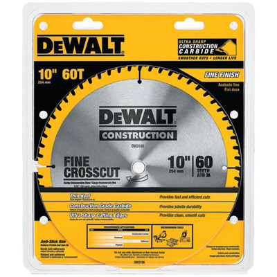 Disco Sierra Circular 10" DEWALT 60 Dientes / Eje 5/8" / DEWALT-TABLA ...