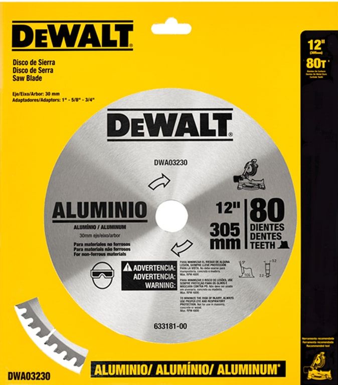 Disco Sierra Circular 12" DEWALT 80 Dientes Aluminio / Eje 5/8" 3/4" 1 ...